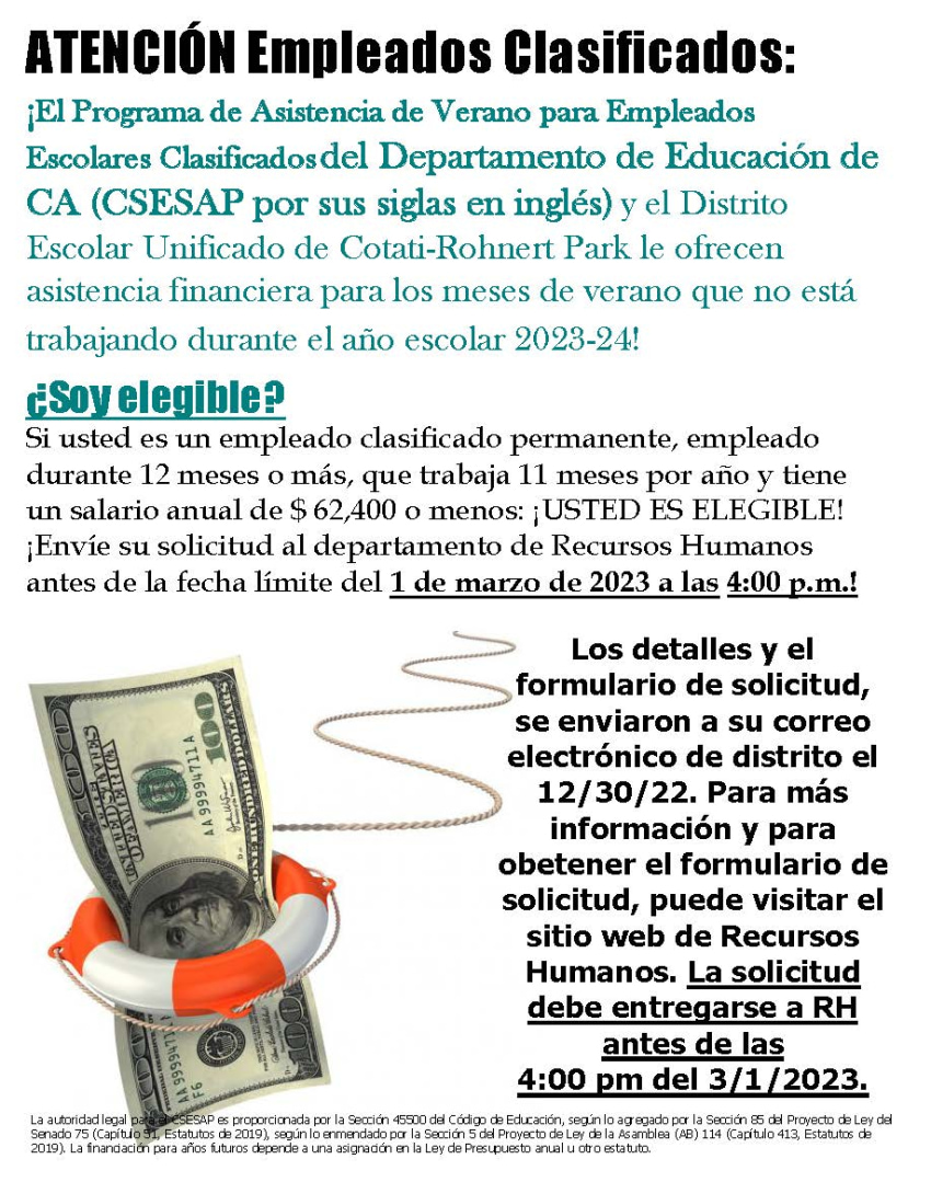 Classified Employee Summer Assistance