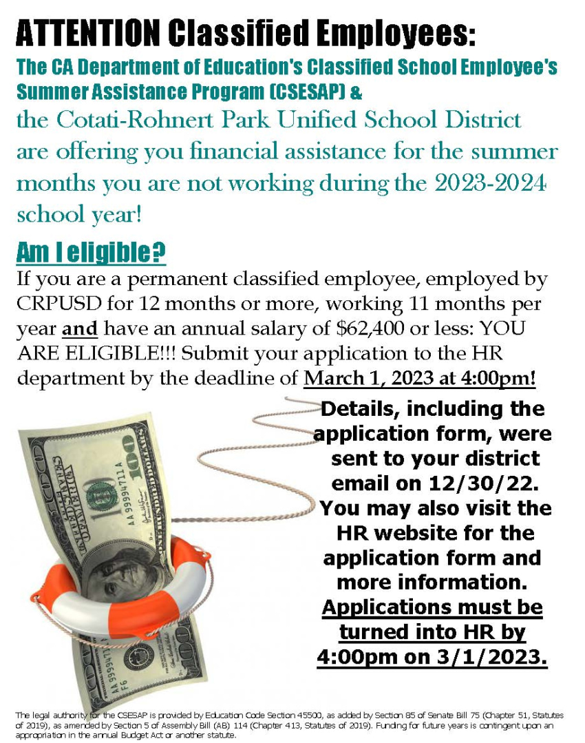 Classified Employee Summer Assistance